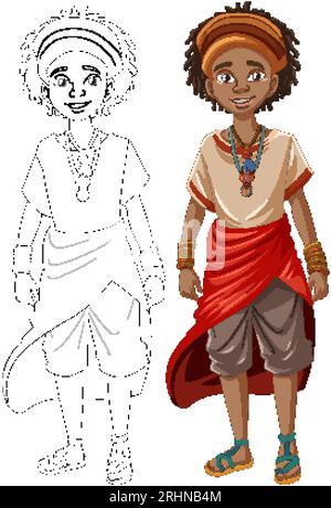 A man wearing traditional African clothing in a vector cartoon ...