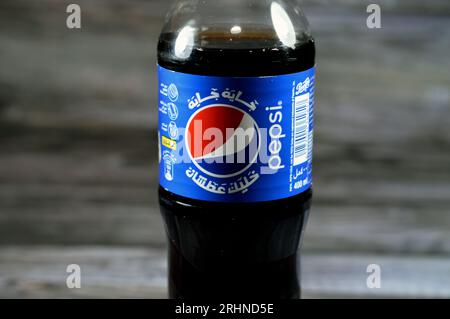 Cairo, Egypt, July 9 2023: Pepsi, a Cola flavor plastic bottle, a ...