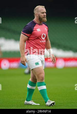 Ireland's Jeremy Loughman during the Captain's Run at the Aviva Stadium ...