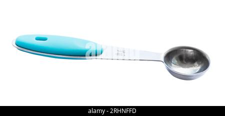 white plastic measuring spoon for 1 ml of volume cutout on white ...