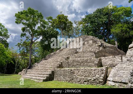 Pyramid / Structure B1 on Plaza B in the Mayan ruins in the Cahal Pech ...