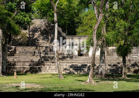 Structure A2, facing Plaza B, & Pyramid / Structure A1 in the Mayan ...