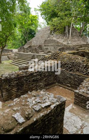 Structure A4 with Plaza A in the residential complex in the Mayan ruins ...