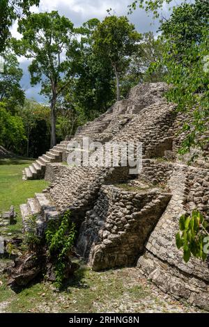 Pyramid / Structures B1 & B3 on Plaza B in the Mayan ruins in the Cahal ...