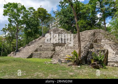 Pyramid / Structures B2, B1 & B3 on Plaza B in the Mayan ruins in the ...