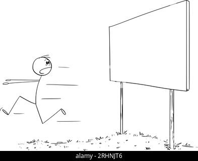 Person Looking Shocked at Billboard or Sign, Vector Cartoon Stick ...