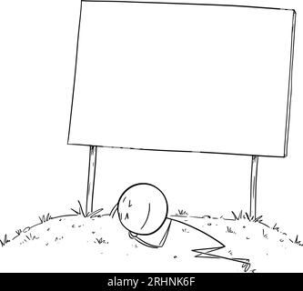 Person Is Sleeping and Procrastinating, Vector Cartoon Stick Figure ...