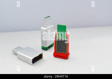 Closeup of an open USB stick revealing its internal circuitry for ...