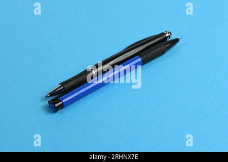 Blue plastic ballpoint pen . High quality photo Stock Photo - Alamy