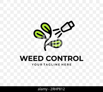 Weed control, spraying weeds pesticide, sprayer, linear graphic design ...
