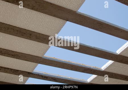Detail of the construction of a Styrofoam slab in Brazil, a light and ...