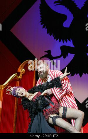 Nichola McAuliffe (Baroness Bomburst), Brian Blessed (Baron Bomburst) in CHITTY CHITTY BANG BANG ...