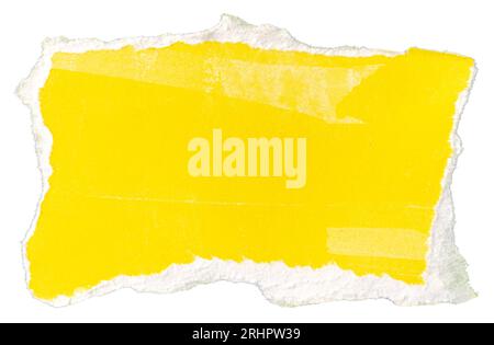 Ripped yellow paper note message isolated on white background Stock ...