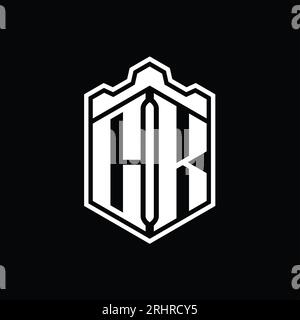 CK Letter Logo monogram hexagon shape with triangle outline sharp slice ...