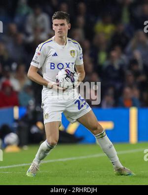 Sam Byram #25 of Leeds United heads the ball at goal during the Sky Bet ...