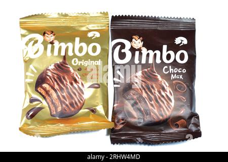 Cairo, Egypt, August 4 2023: Bimbo Choco max chocolate cream biscuit ...