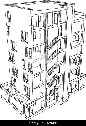 Residential building technical drawing Stock Photo - Alamy