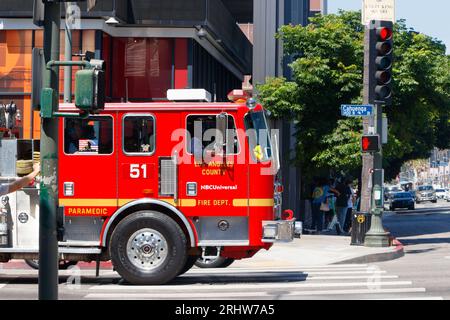 fire truck responding to a 911 callout or shout in Los Angeles ...