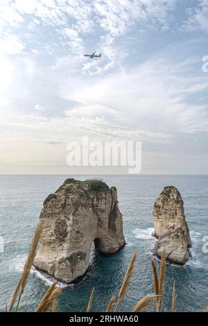 Airplane on final approach to Beirut International Airport, Lebanon ...