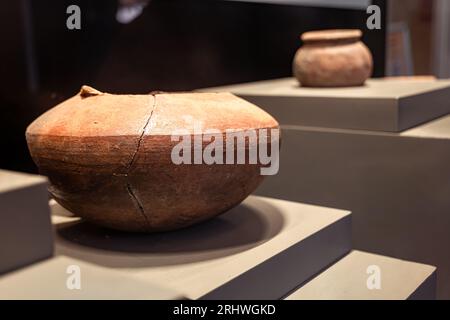 This is a stock image of a Keeladi museum pot, an ancient pot excavated ...
