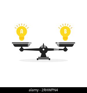 Choice between two ideas, best solution, decisions comparison concept ...