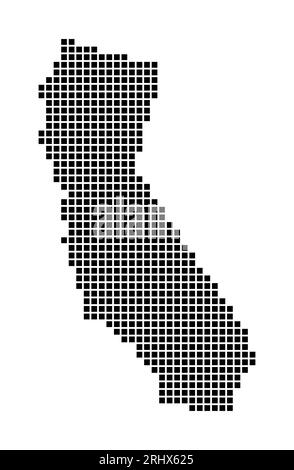 California US state dot pixel map in the colors of the American flag ...