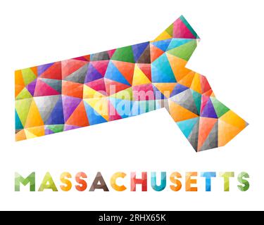 Low poly map of Massachusetts. Geometric illustration of the us state ...