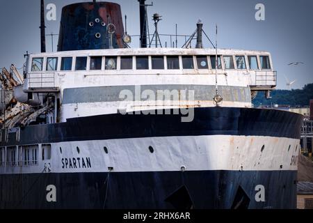The SS Spartan, a retired Lake Michigan car ferry and now a part ship ...