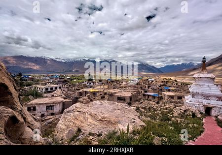 View of Padum and the Zanskar Valley from Padum Khar, Padum, Zanskar ...