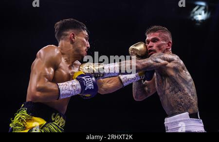 Jordan Flynn against Kane Baker in a junior lightweight bout at the ...