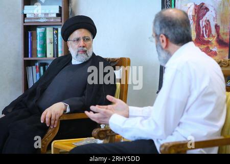 Tehran, Iran. 18th Aug, 2023. Iranian president EBRAHIM RAISI meets ...