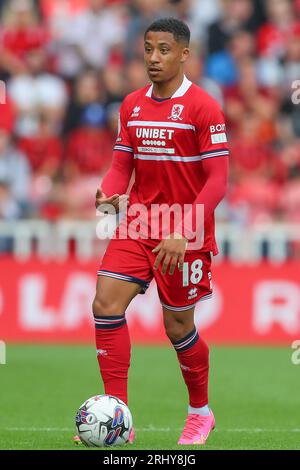 Samuel Silvera of Middlesbrough In action with Jeremy Sarmiento of West ...