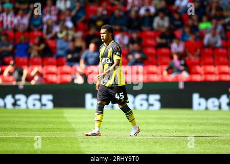 Ryan Andrews 45# of Watford Football Club warms up ahead of the match ...