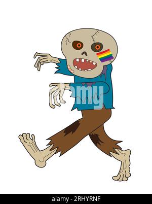 A gay lgbtq halloween zombie ghoul ghost monster drawing. Fear spooky ...