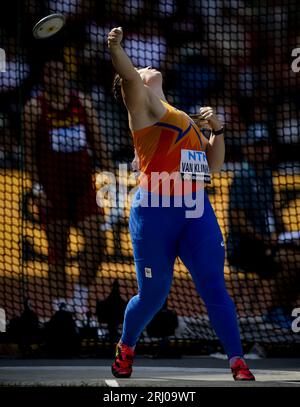 BUDAPEST - Jorinde van Klinken in action in the final of the discus ...