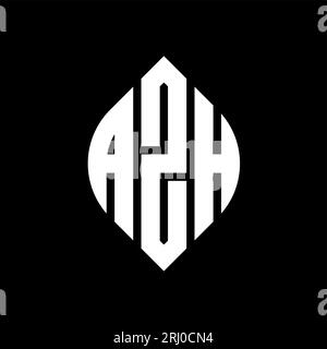 AZH circle letter logo design with circle and ellipse shape. AZH ...