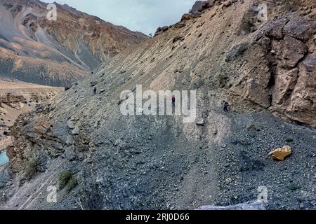 Navigating a precipitous trail in Zanskar, Ladakh, India Stock Photo ...