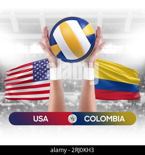 USA vs Colombia national teams volleyball volley ball match competition ...