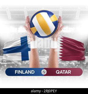 Finland vs Qatar national teams volleyball volley ball match ...