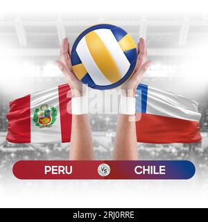 Peru vs Chile national teams volleyball volley ball match competition ...