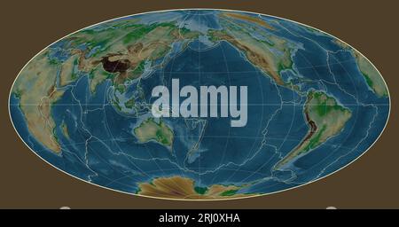 Physical map of the world in the Aitoff projection centered on the ...