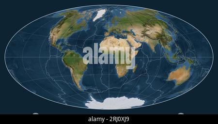 Satellite map of the world in the Aitoff projection centered on the ...
