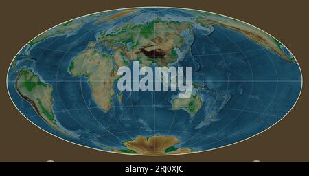 Physical map of the world in the Aitoff projection centered on the ...