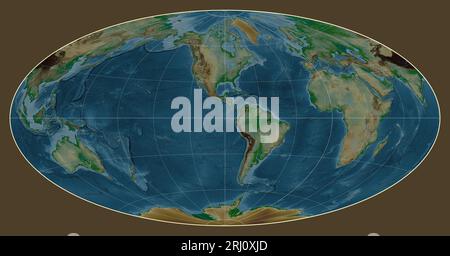 Physical map of the world in the Aitoff projection centered on the ...