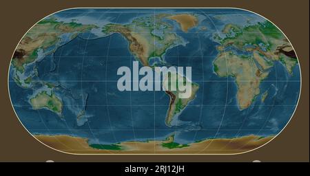Physical map of the world in the Eckert I projection centered on the ...