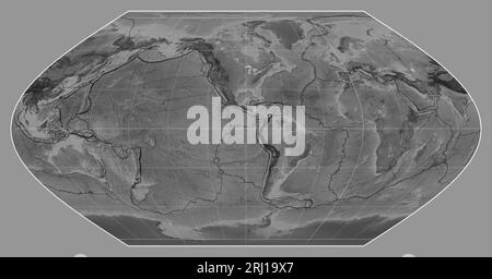 Grayscale map of the world in the Winkel I projection centered on the ...