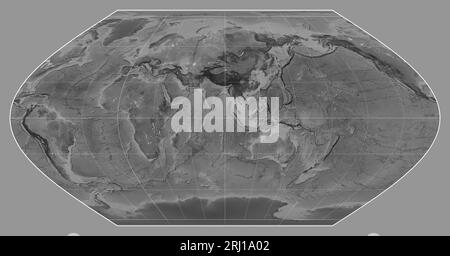 Grayscale map of the world in the Winkel I projection centered on the ...