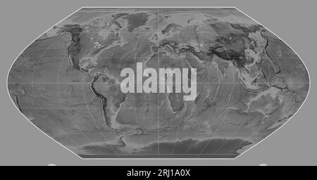 Grayscale map of the world in the Winkel I projection centered on the ...