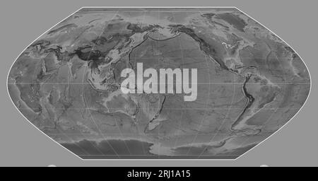 Grayscale map of the world in the Winkel I projection centered on the ...
