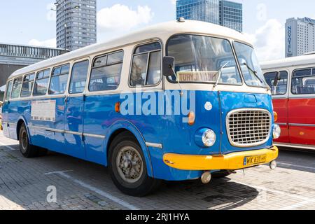 The old red and blue Skoda bus. Czechoslovakian Skoda RTO 706 Karosa ...